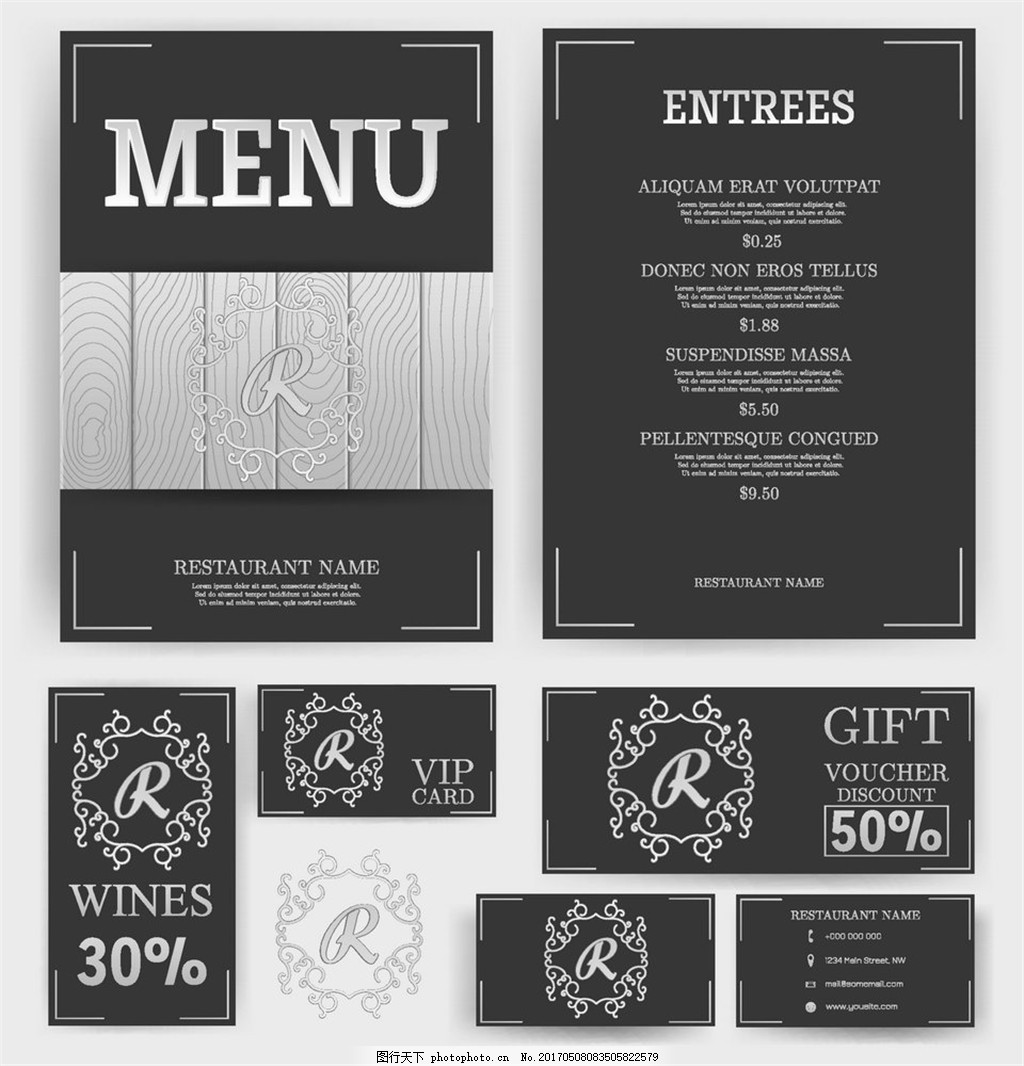 黑白花纹菜单图片_菜谱设计_画册装帧-图行天下素材网
