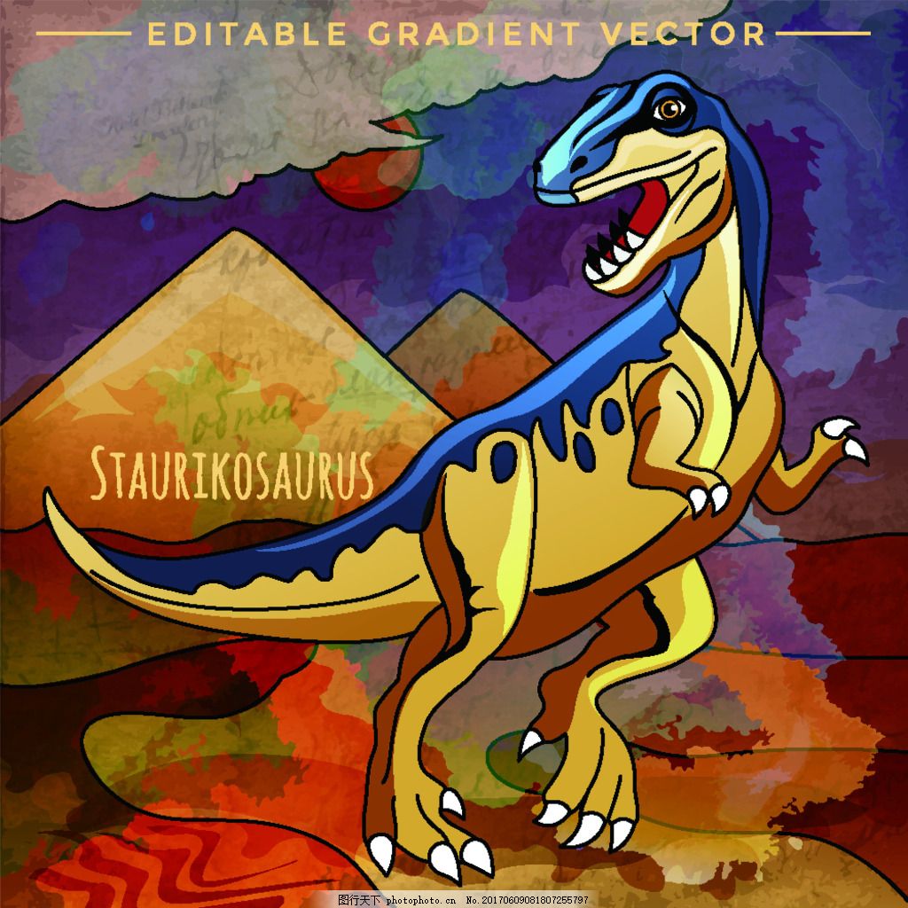 霸王龙侏罗纪卡通恐龙矢量素材图片_动漫卡通_插画绘画-图行天下素材网